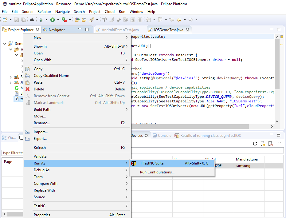 Appium Studio for Eclipse - Create new Project